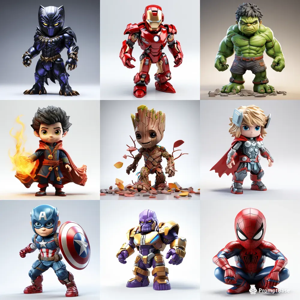 Cute 3D Avengers Assembles Midjourney Prompt | PromptBase