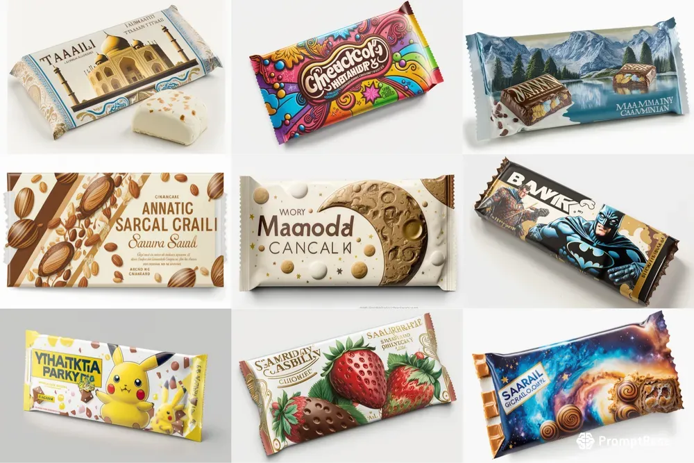Candy Bar Wrapper Designs Midjourney Prompt | PromptBase