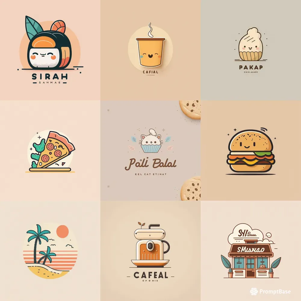 Cute Minimalist Logos Midjourney Prompt | PromptBase
