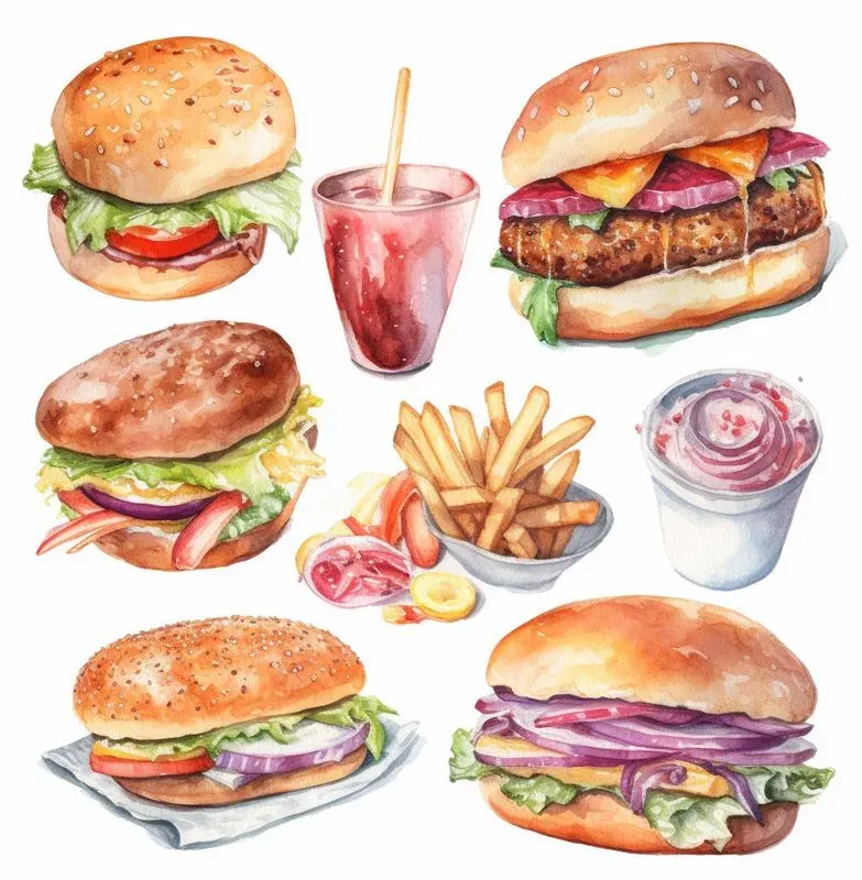 Watercolor Food Clipart Sets Midjourney Prompt | PromptBase