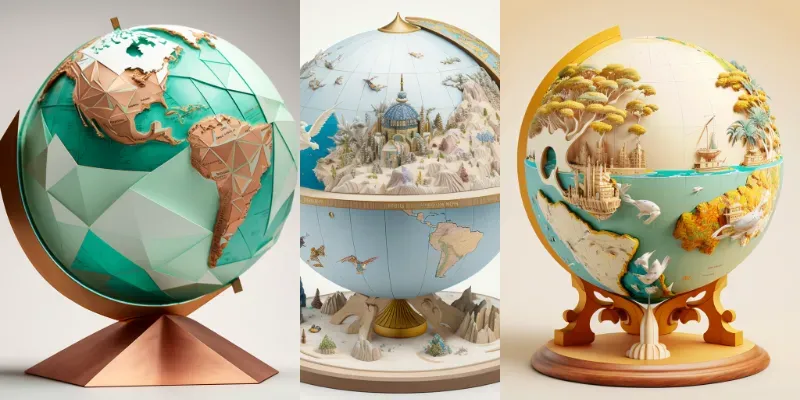 Cartography Globes In Creative Style Midjourney Prompt | PromptBase