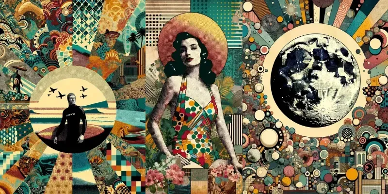 Pop Art Poster Collages DALL·E Prompt | PromptBase