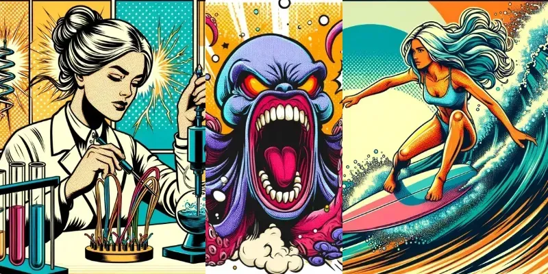 Colorful Vintage Comic Panels DALL·E Prompt | PromptBase