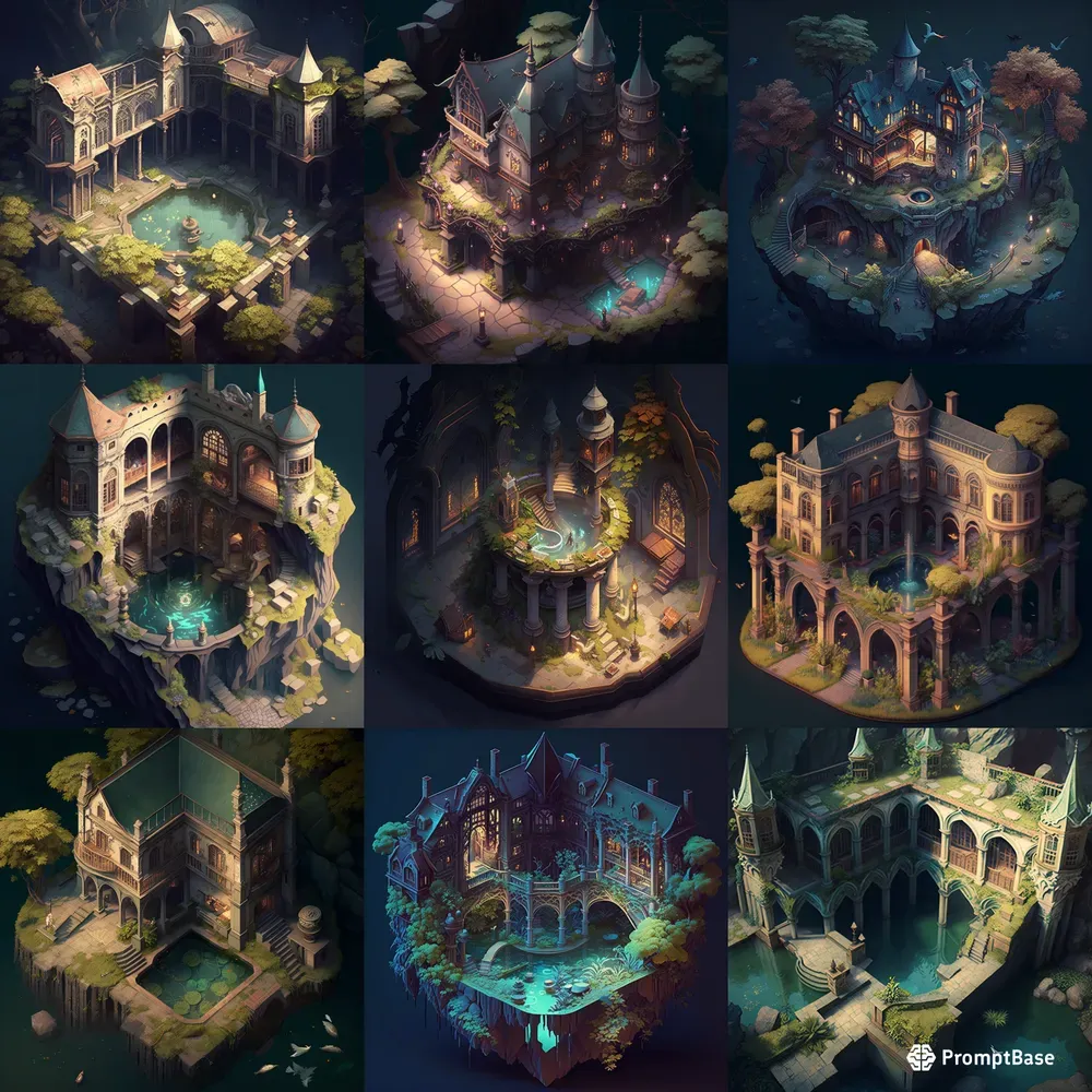 Isometric Fantasy Castles Midjourney Prompt | PromptBase