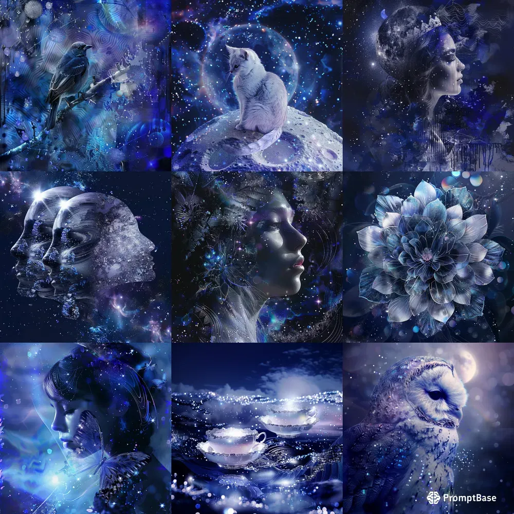 Midnight Moonlight Mirages Midjourney Prompt | PromptBase