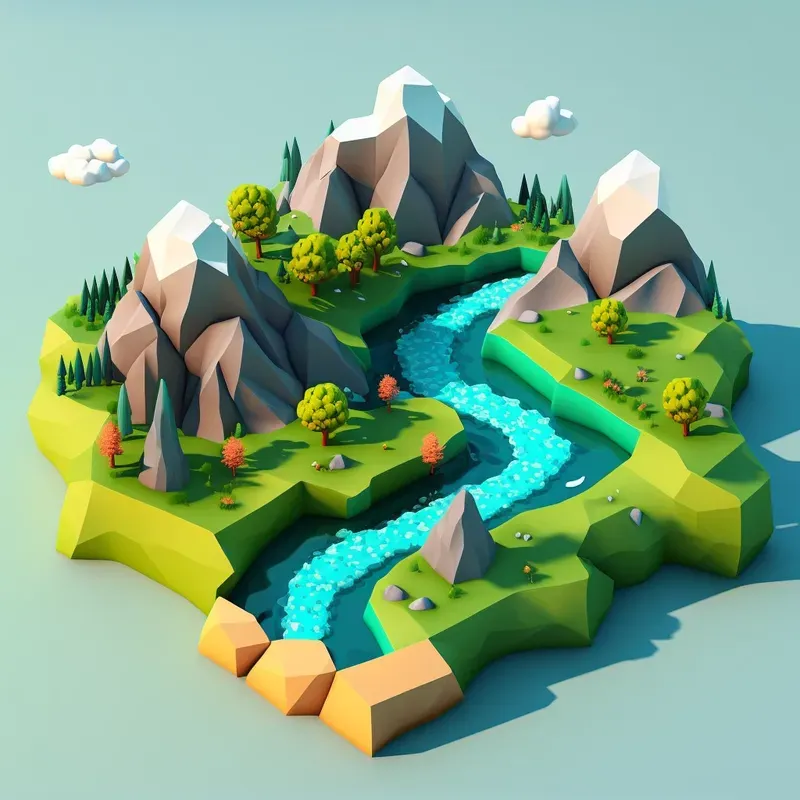 Low Poly Isometric Landscapes Midjourney Prompt | PromptBase