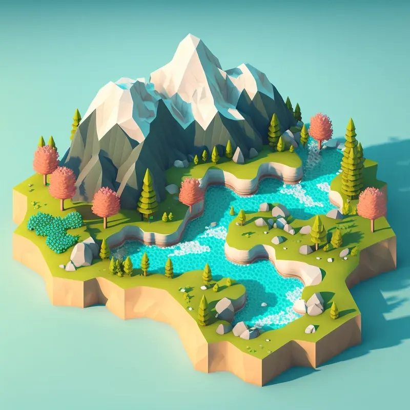 Low Poly Isometric Landscapes Midjourney Prompt | PromptBase