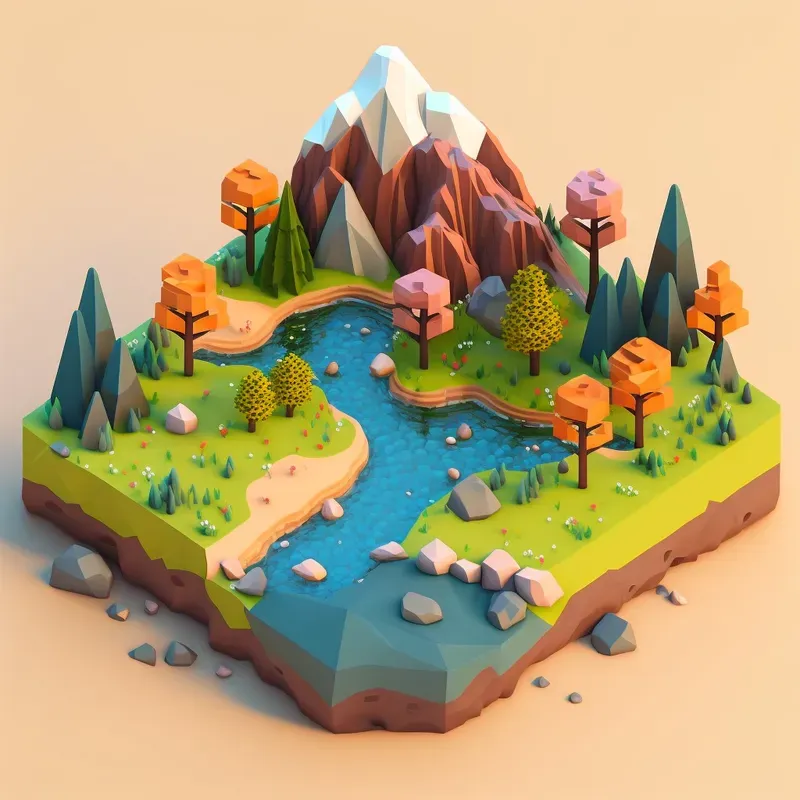 Low Poly Isometric Landscapes Midjourney Prompt | PromptBase