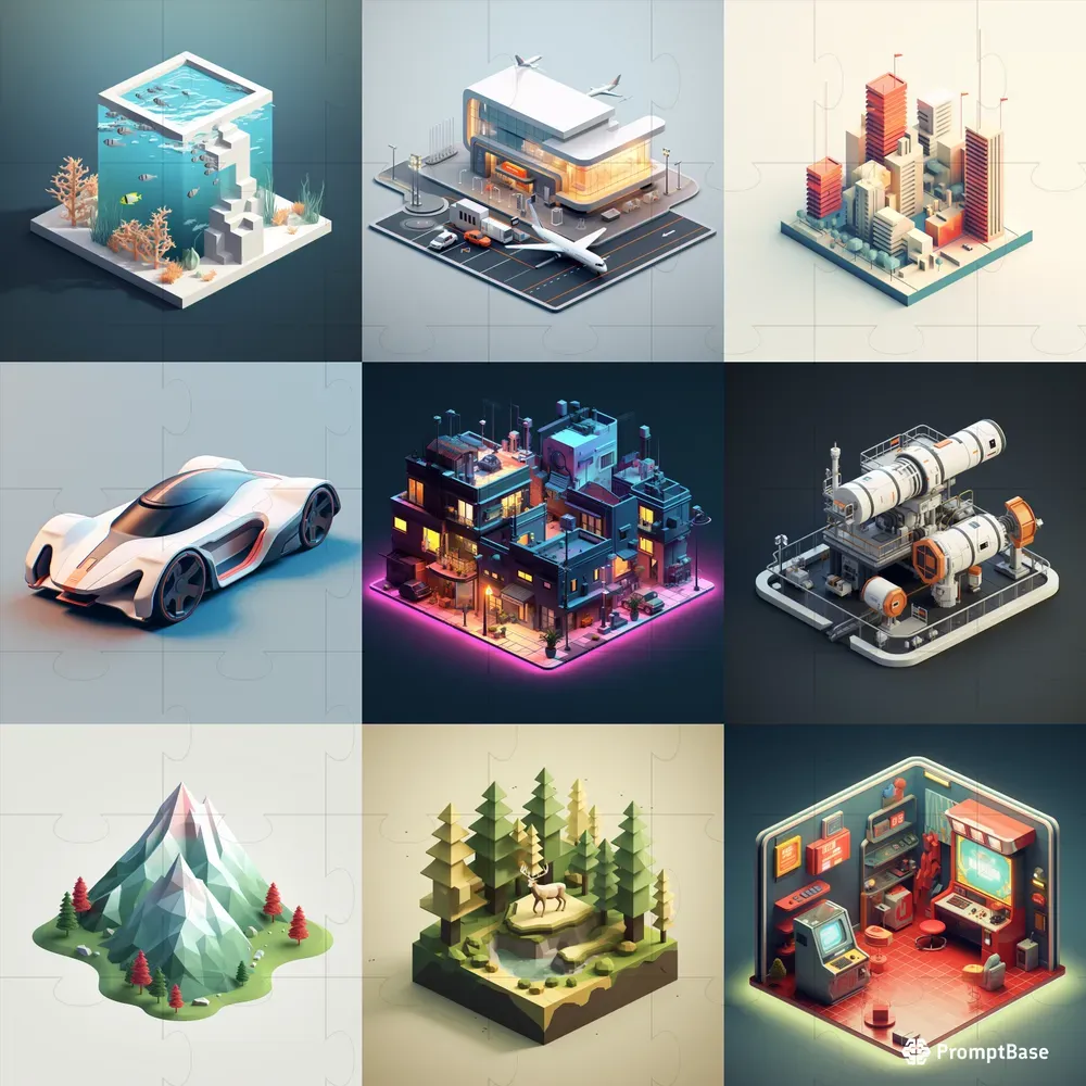 Sleek Isometric Art Midjourney Prompt | PromptBase