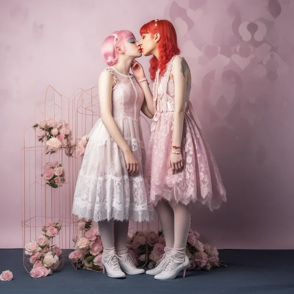 Seductive Kisses Between Women Midjourney Prompt | PromptBase