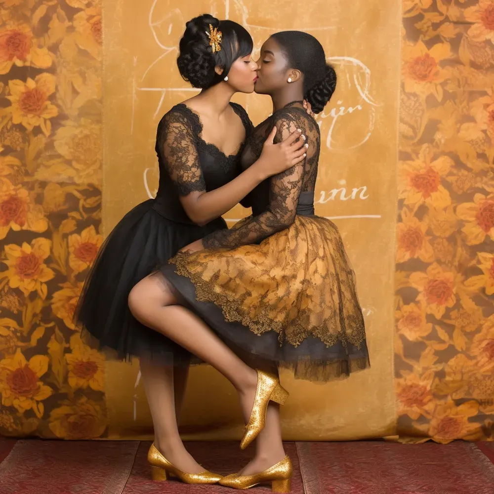 Seductive Kisses Between Women Midjourney Prompt | PromptBase