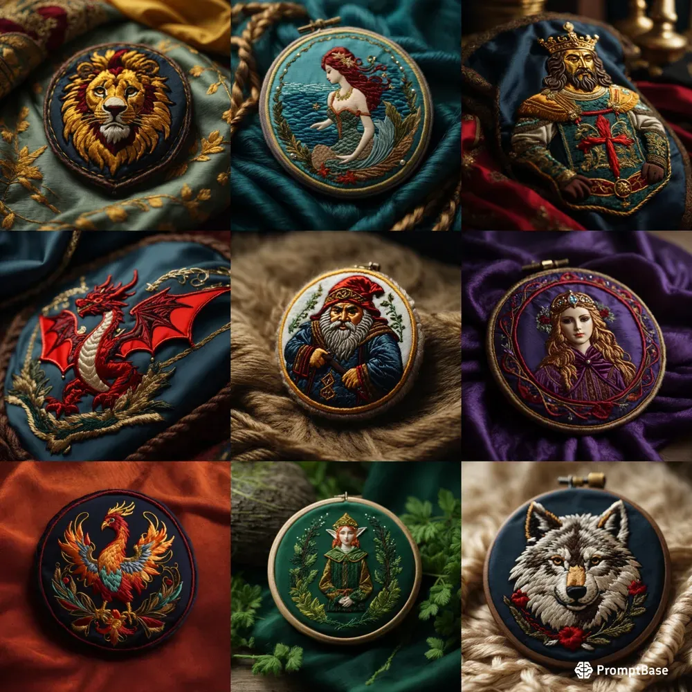 Leonardo Medieval Embroidery Badges Leonardo Ai Prompt | PromptBase