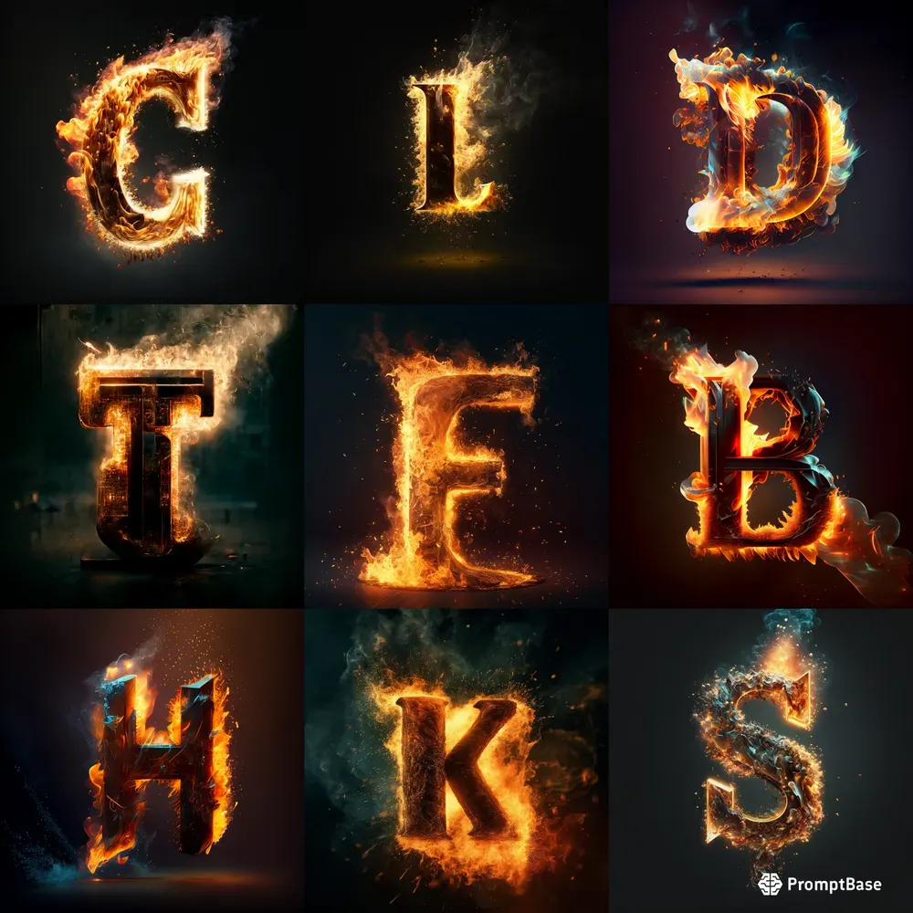 3D Flaming Letter Midjourney Prompt | PromptBase