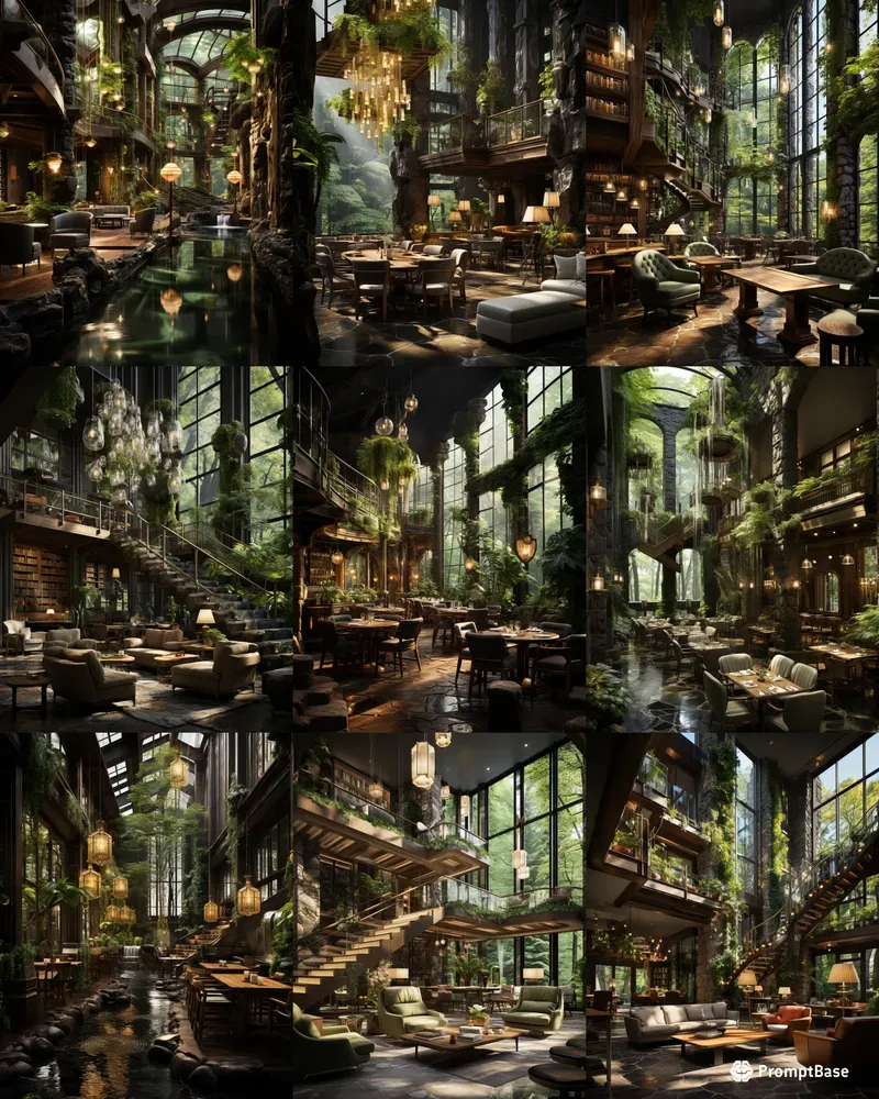 Verdant Atrium Photorealistic Spaces Midjourney Prompt | PromptBase