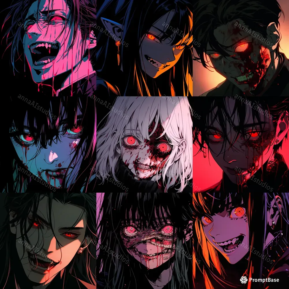 Scary Anime Headshots For Halloweens Midjourney Prompt | PromptBase