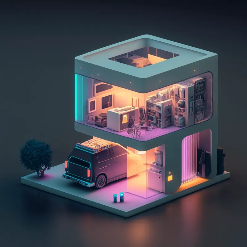 Contemporary Isometric Houses Midjourney Prompt | PromptBase