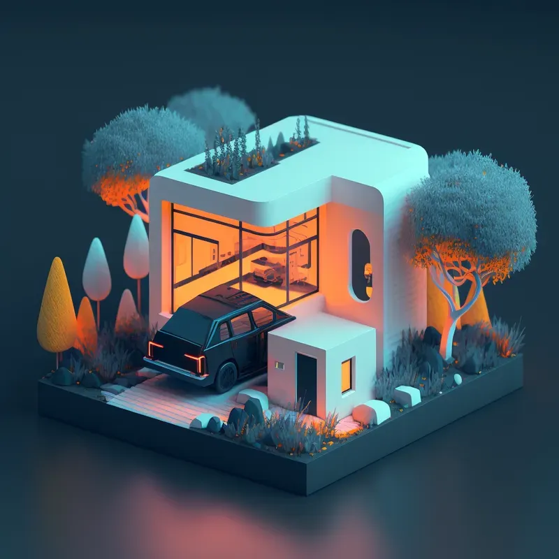 Contemporary Isometric Houses Midjourney Prompt | PromptBase