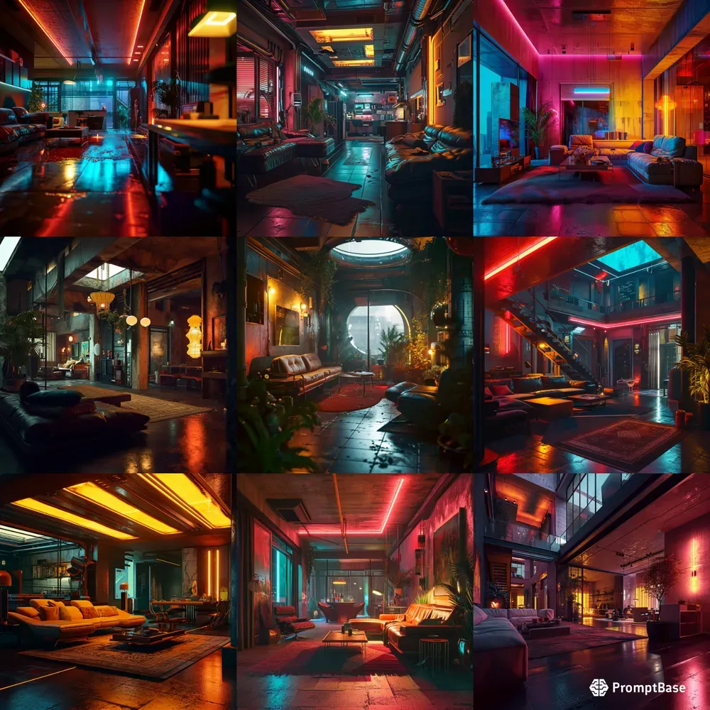 Cyberpunk Interior Design And Real Estate Midjourney Prompt | PromptBase