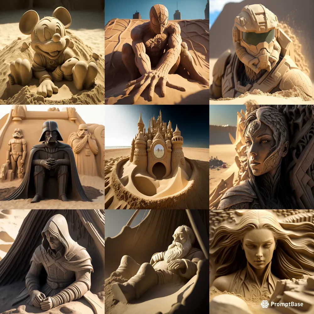 Hyper-Realistic Sand Sculptures Midjourney Prompt | PromptBase