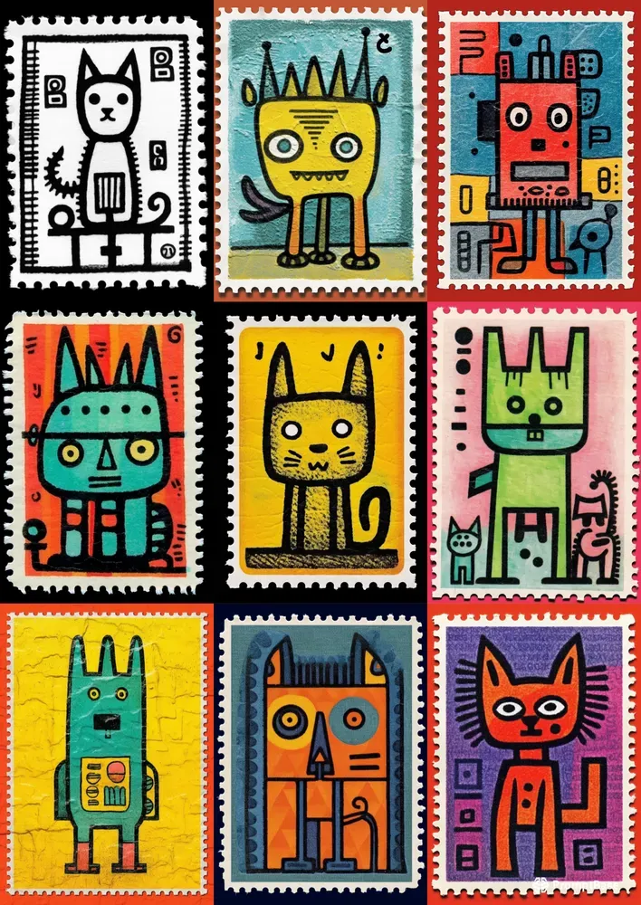 Funny Post Postage Stamps Midjourney Prompt | PromptBase