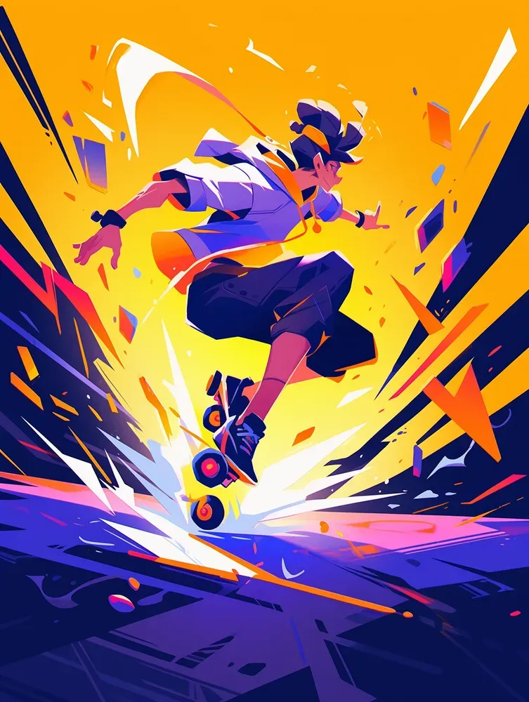 Dynamic Color Block Style Illustrations Midjourney Prompt | PromptBase