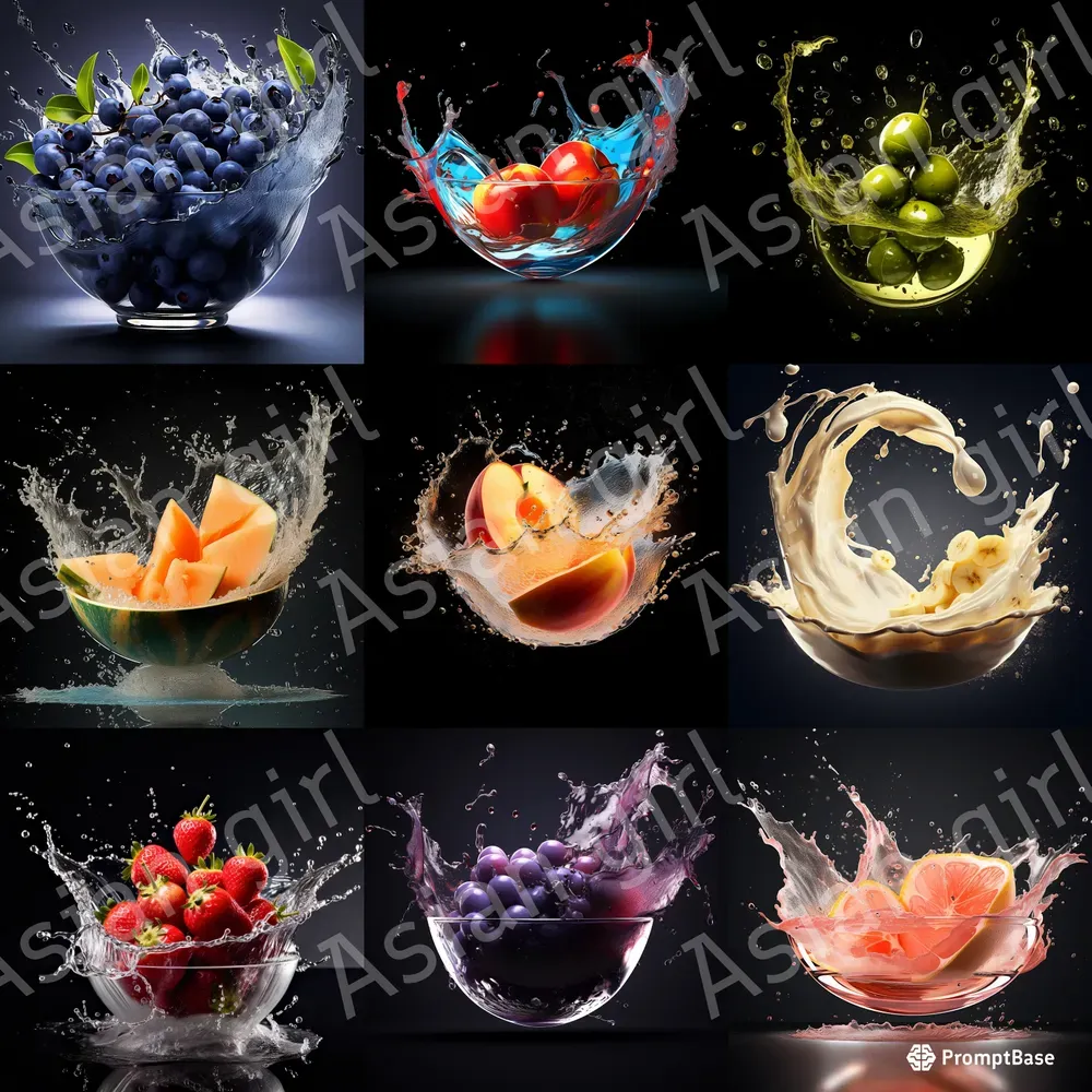 Fruit Splash Series Midjourney Prompt | PromptBase