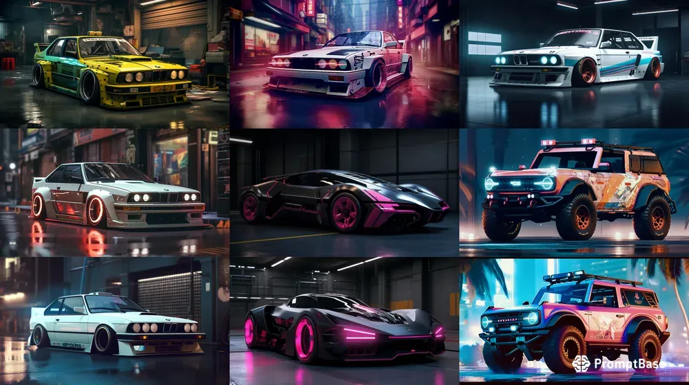 Cyberpunk Custom Cars Midjourney Prompt | PromptBase