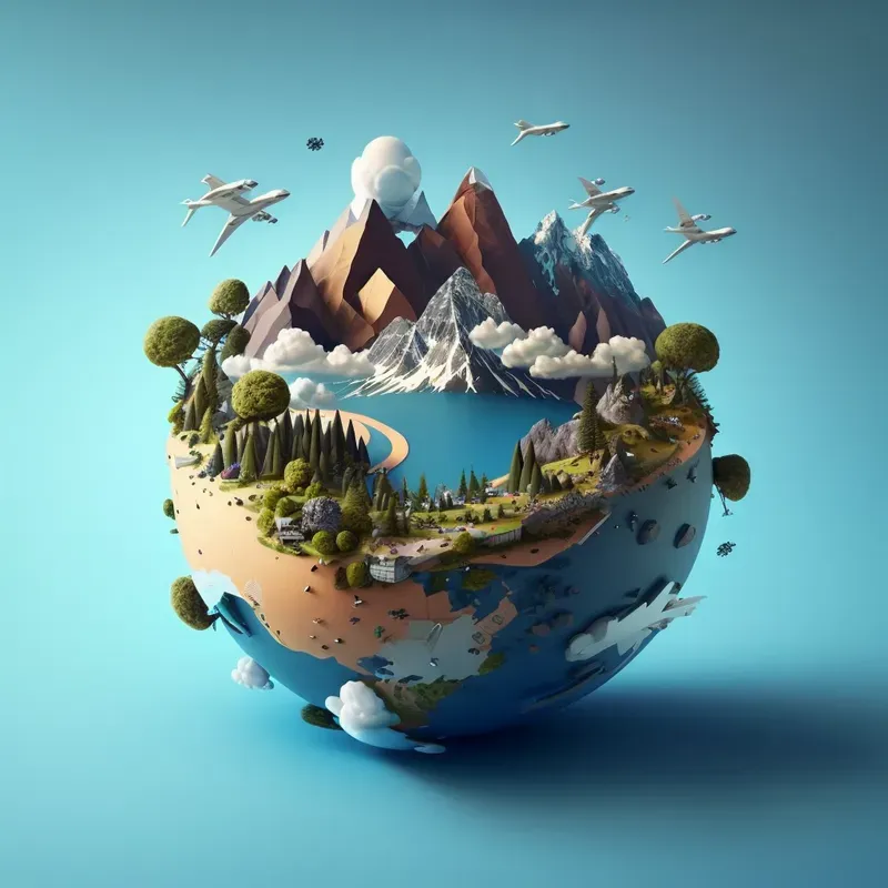 Tiny 3D Earth Customizable Illustrations Midjourney Prompt | PromptBase