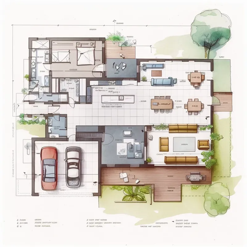 2D Architectural Plant Projects Sketches Midjourney Prompt | PromptBase