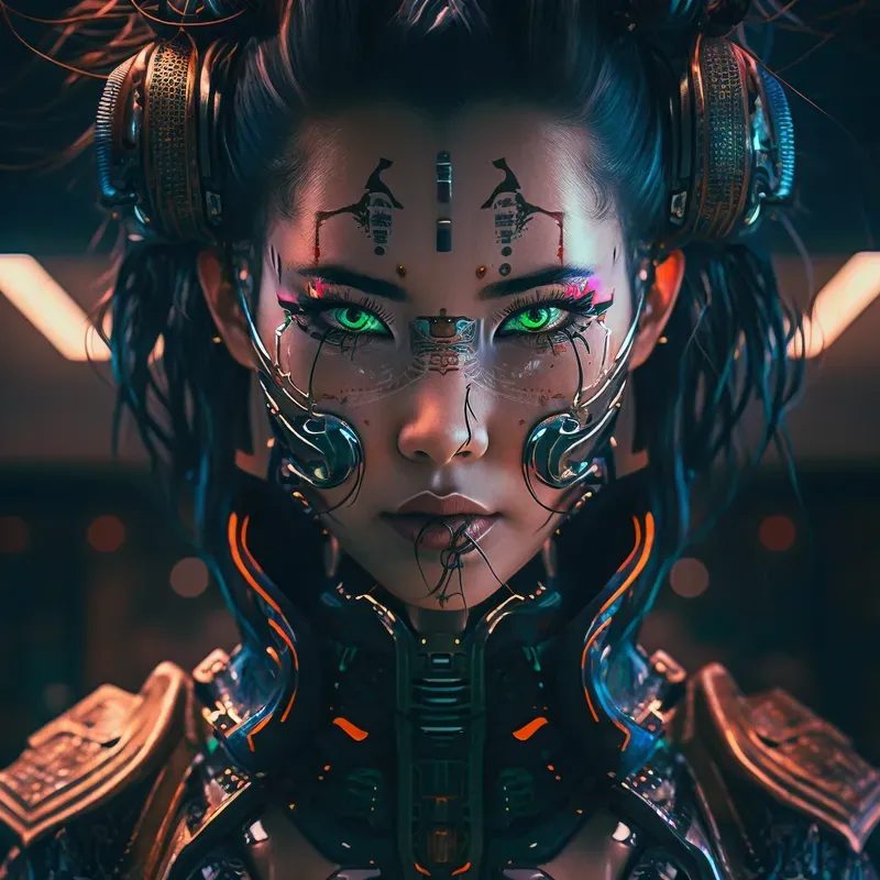 Futurist Human Cyborg Hybrid Portraits Midjourney Prompt | PromptBase