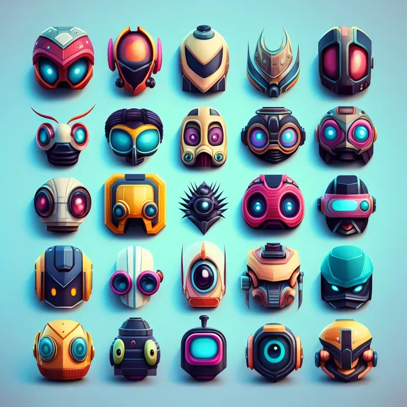 Vibrant Digital Tiny Icons Sets Midjourney Prompt | PromptBase