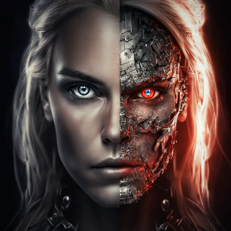 Half Terminator Faces Midjourney Prompt | PromptBase