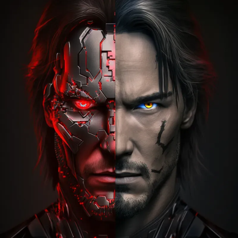 Half Terminator Faces Midjourney Prompt | PromptBase