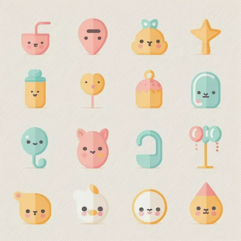 Flat Style Cute Icon Sets Midjourney Prompt | PromptBase