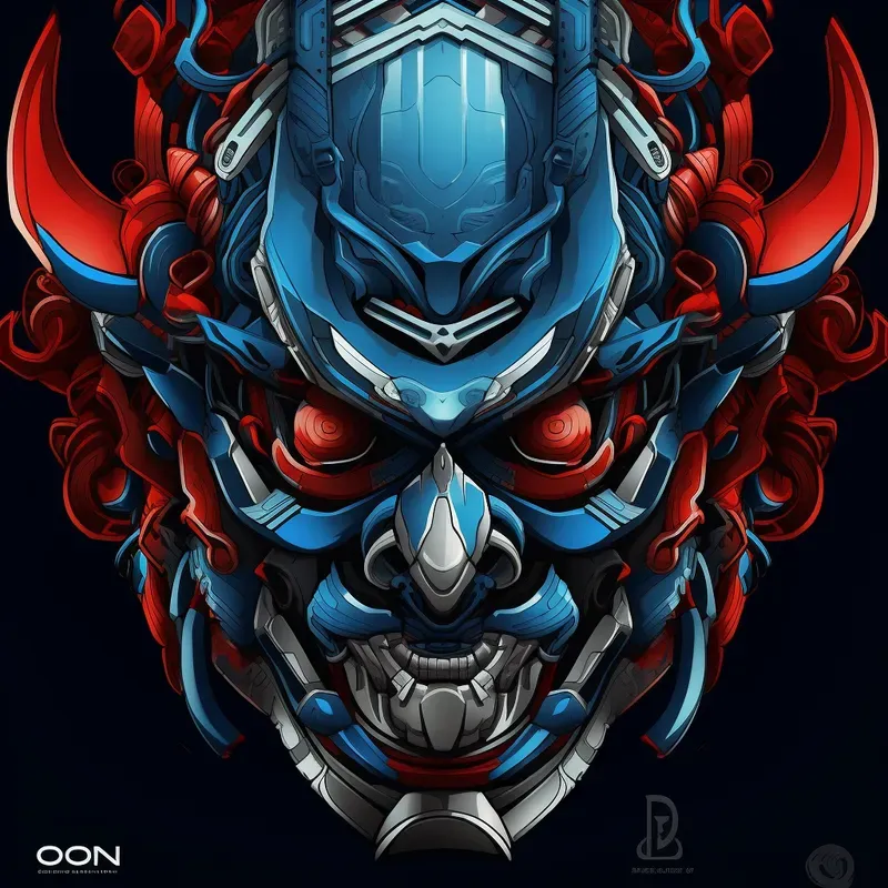 Oni Mask Mecha Art Midjourney Prompt | PromptBase