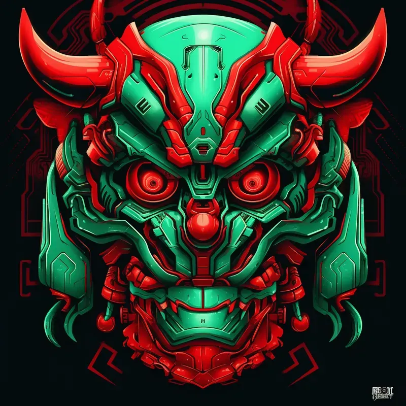 Oni Mask Mecha Art Midjourney Prompt | PromptBase