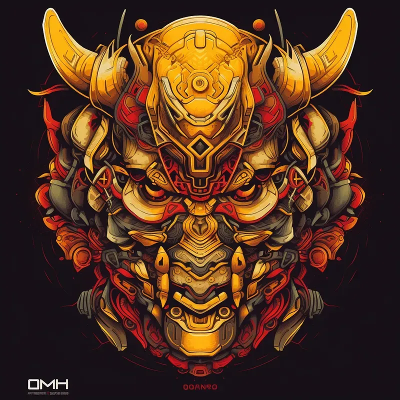 Oni Mask Mecha Art Midjourney Prompt | PromptBase