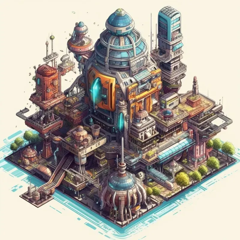 Spectacular RPG Isometric City Blocks Midjourney Prompt | PromptBase