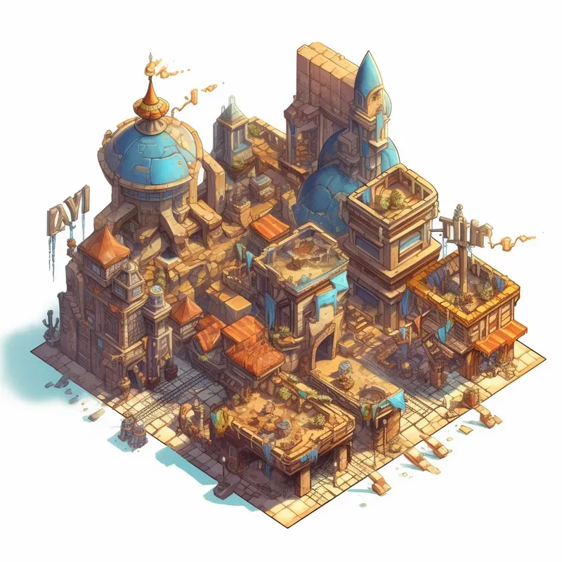 Spectacular RPG Isometric City Blocks Midjourney Prompt | PromptBase