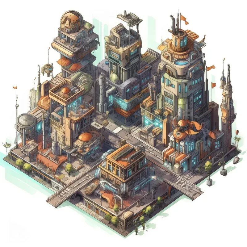 Spectacular RPG Isometric City Blocks Midjourney Prompt | PromptBase