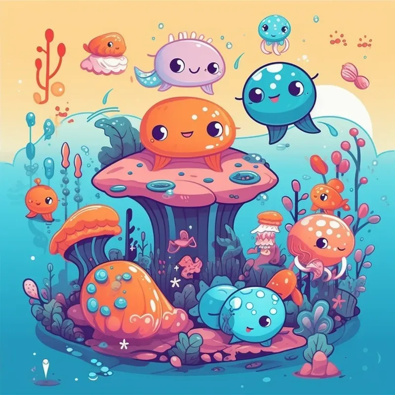 Vector Super Cute Chibi Landscapes Midjourney Prompt | PromptBase