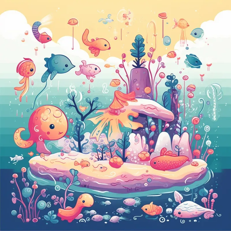 Vector Super Cute Chibi Landscapes Midjourney Prompt | PromptBase