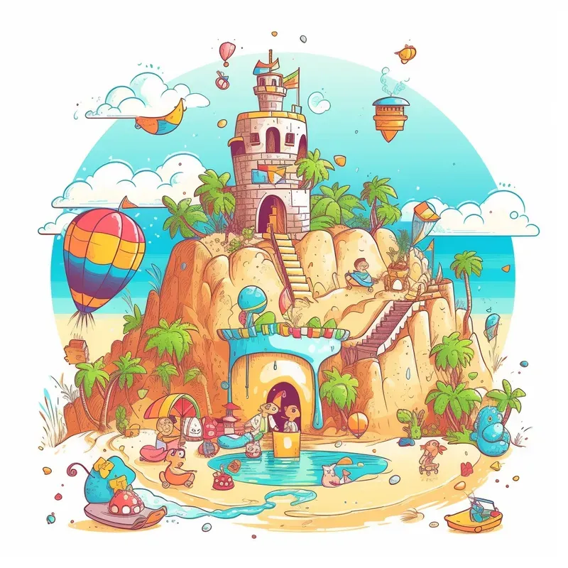 Vector Super Cute Chibi Landscapes Midjourney Prompt | PromptBase