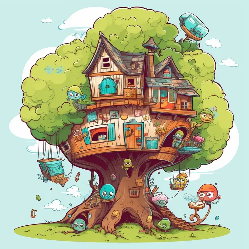 Vector Super Cute Chibi Landscapes Midjourney Prompt | PromptBase