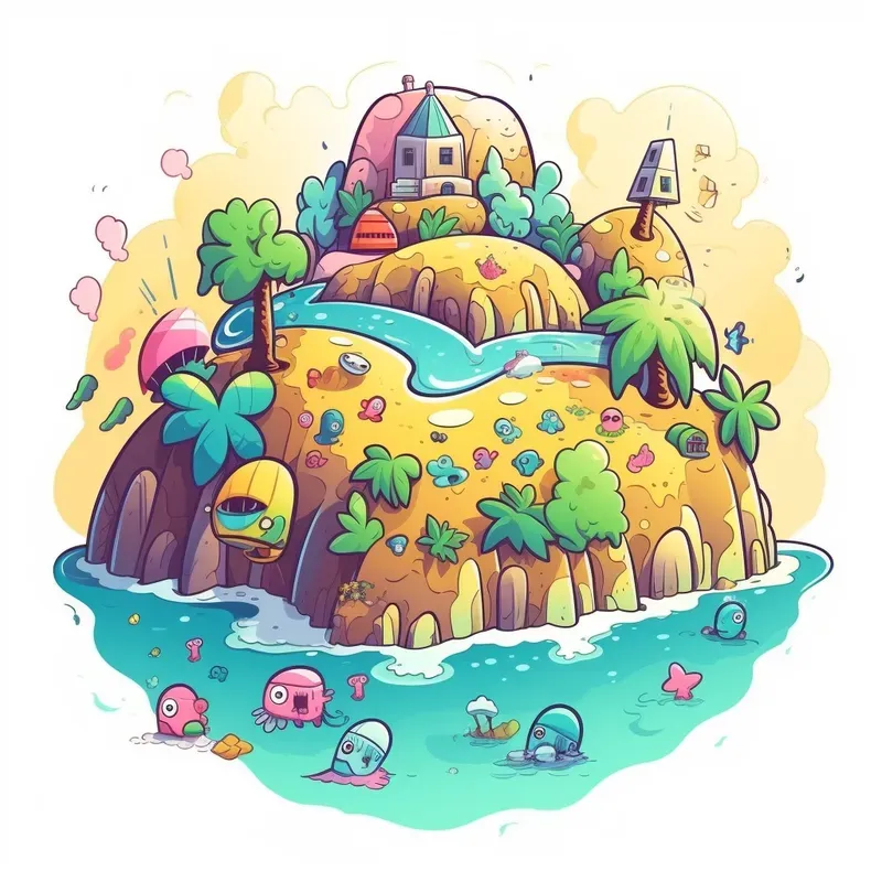 Vector Super Cute Chibi Landscapes Midjourney Prompt | PromptBase