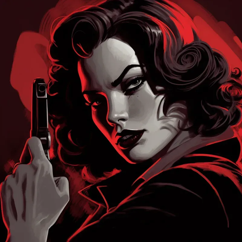 Black And Red Noir Comic Art Midjourney Prompt | PromptBase