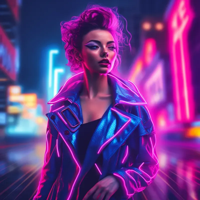 Synthwave Fashion Portrait Photography Midjourney Prompt | PromptBase