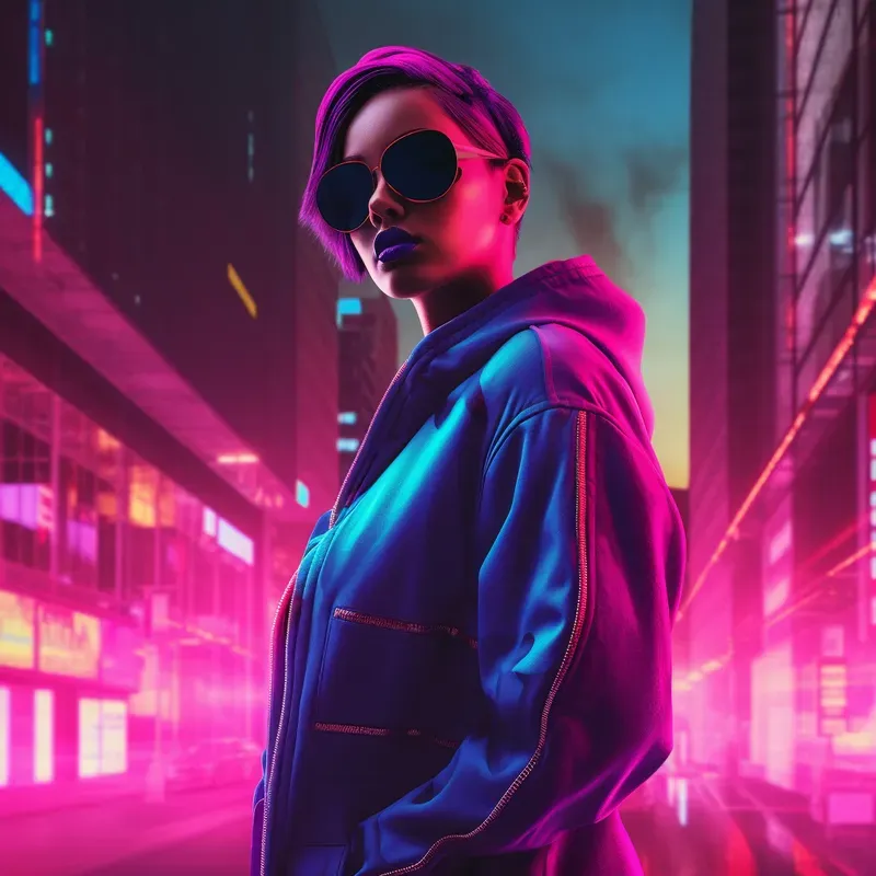 Synthwave Fashion Portrait Photography Midjourney Prompt | PromptBase