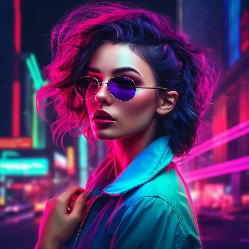 Synthwave Fashion Portrait Photography Midjourney Prompt | PromptBase