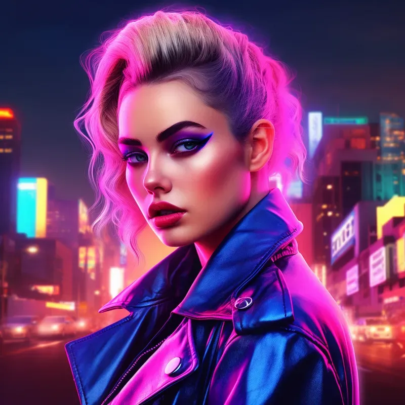 Synthwave Fashion Portrait Photography Midjourney Prompt | PromptBase